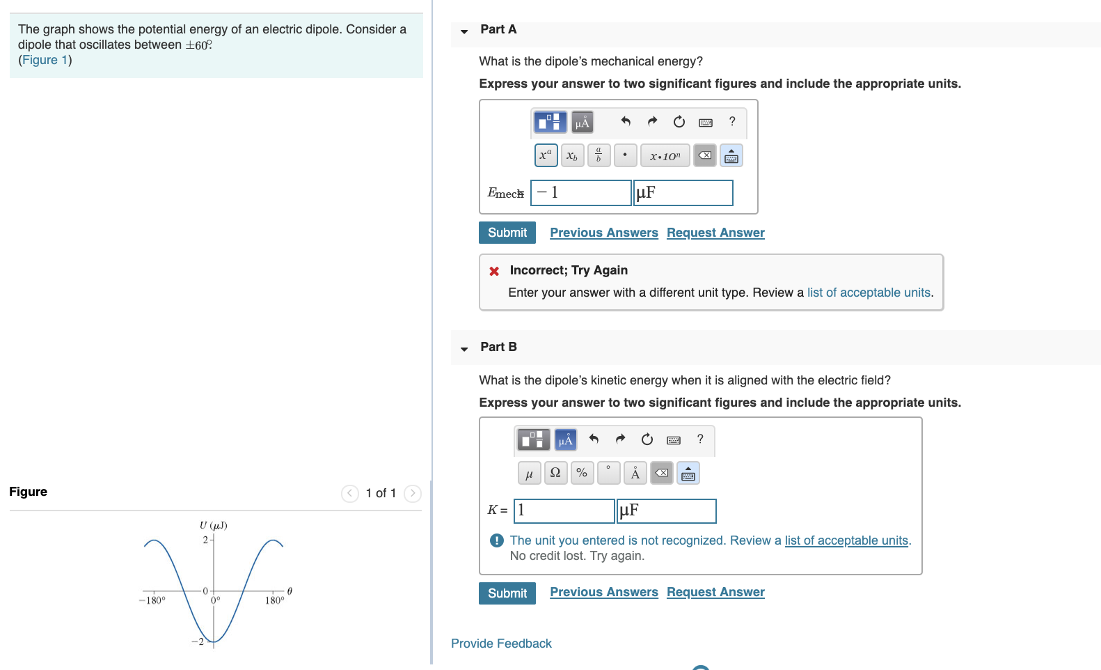 Solved Part A the to The graph shows the potential energy of | Chegg.com