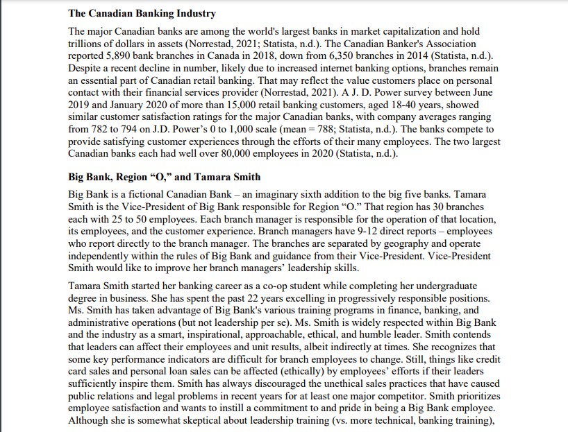 Solved The Canadian Banking Industry The major Canadian | Chegg.com