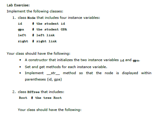 Solved Lab Exercise: Implement the following classes: 1. | Chegg.com