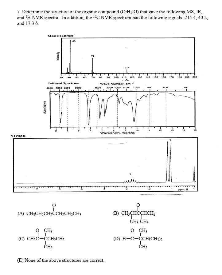 Solved 7. Determine the structure of the organic compound | Chegg.com