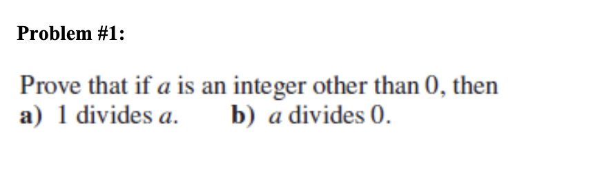 Solved Problem \#1:Prove that if \( ﻿a \) ﻿is an integer | Chegg.com