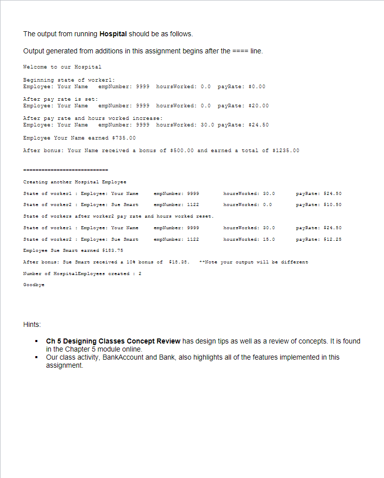 Solved Chapter 5: Writing Classes Ch 5 Program 2.1: Update | Chegg.com