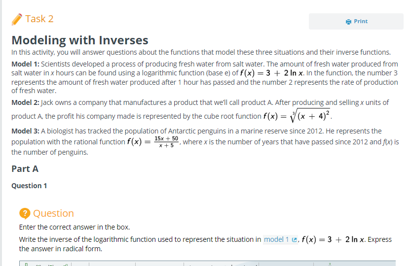 Solved Task 2 &Print Modeling with Inverses In this | Chegg.com