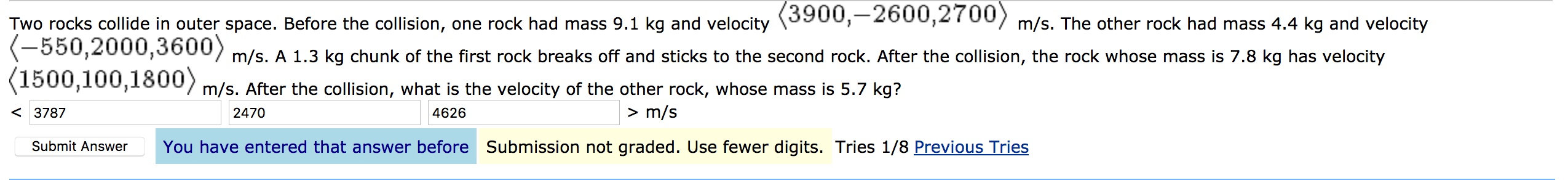 Solved Two rocks collide in outer space. Before the | Chegg.com