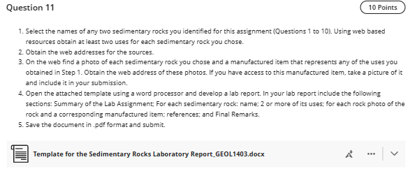 Solved the following is the template for the sedimentary | Chegg.com