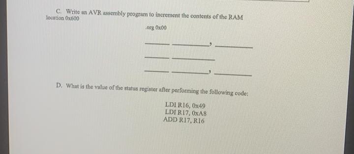 Solved C Write an AVR assembly program to increment the | Chegg.com