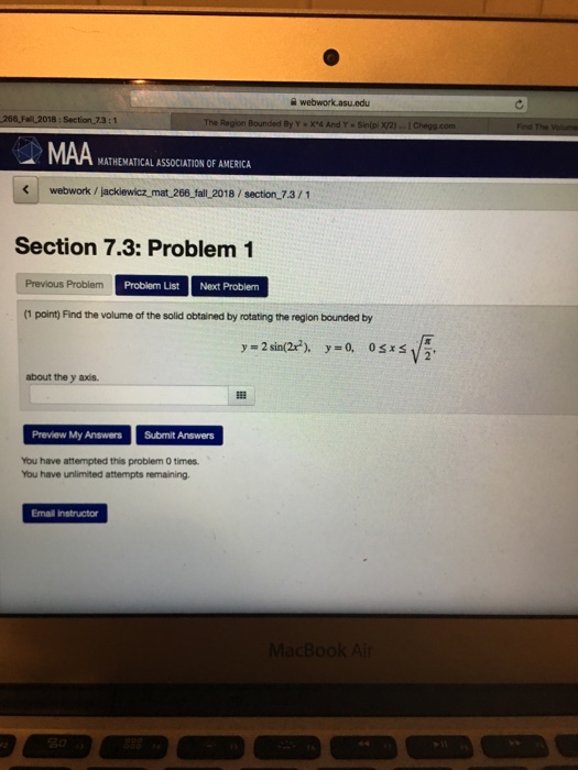 Solved webwork.asu.edu 266 Fal lL2018: Section 73:1 The MAA | Chegg.com