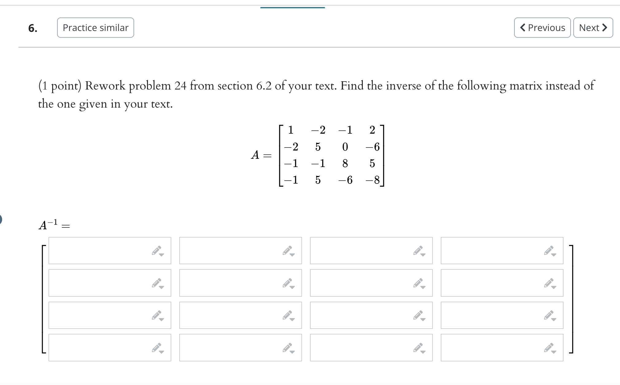 Solved (1 point) Rework problem 24 from section 6.2 of your | Chegg.com
