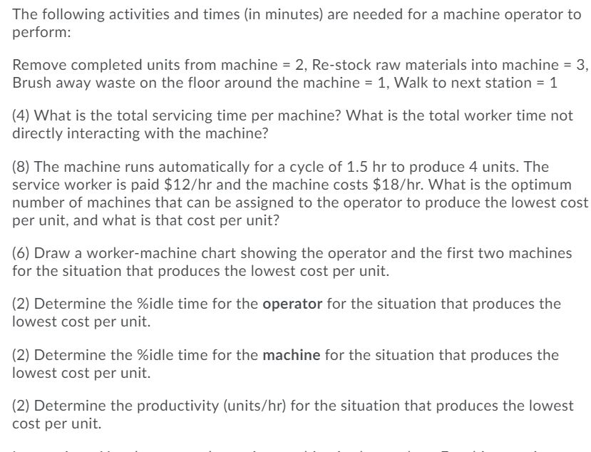 Solved The following activities and times (in minutes) are | Chegg.com