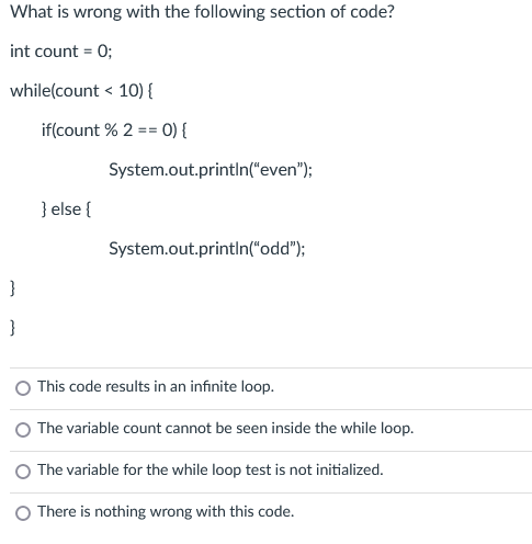 Solved What is wrong with the following section of code? int | Chegg.com