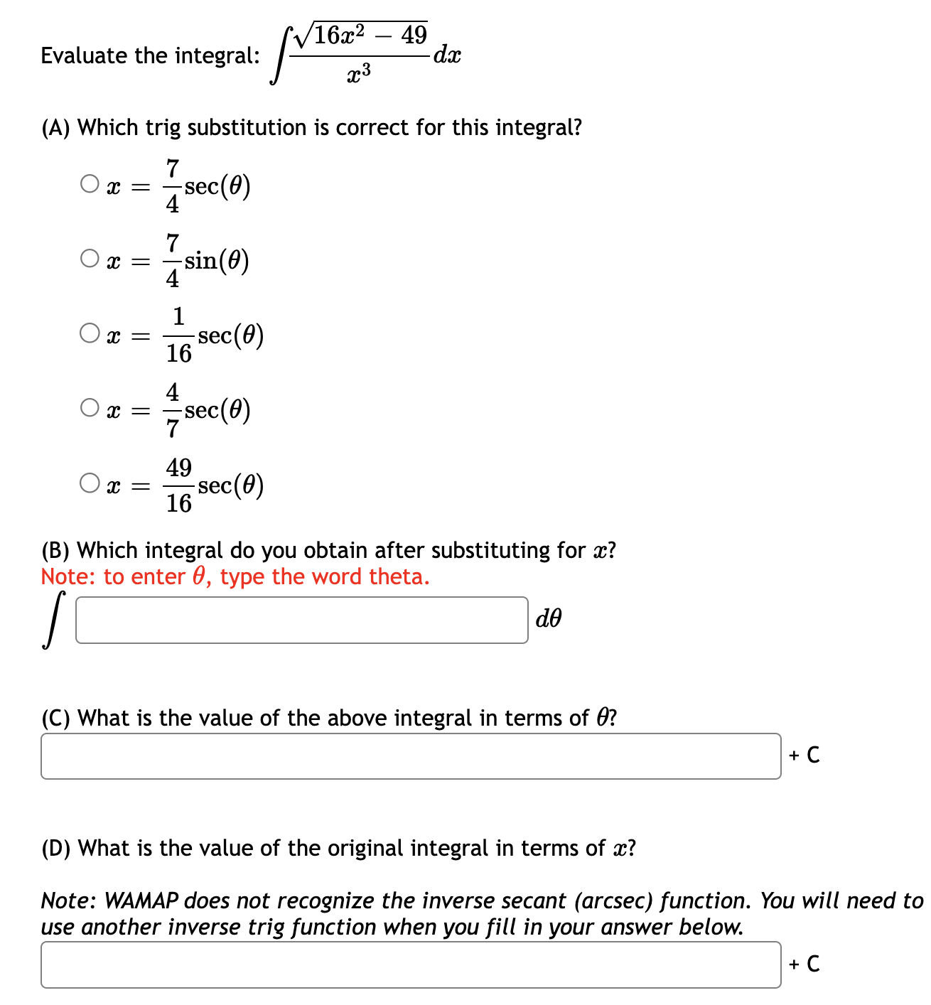 Solved Evaluate the integral: \\( \\int \\frac{\\sqrt{16 | Chegg.com