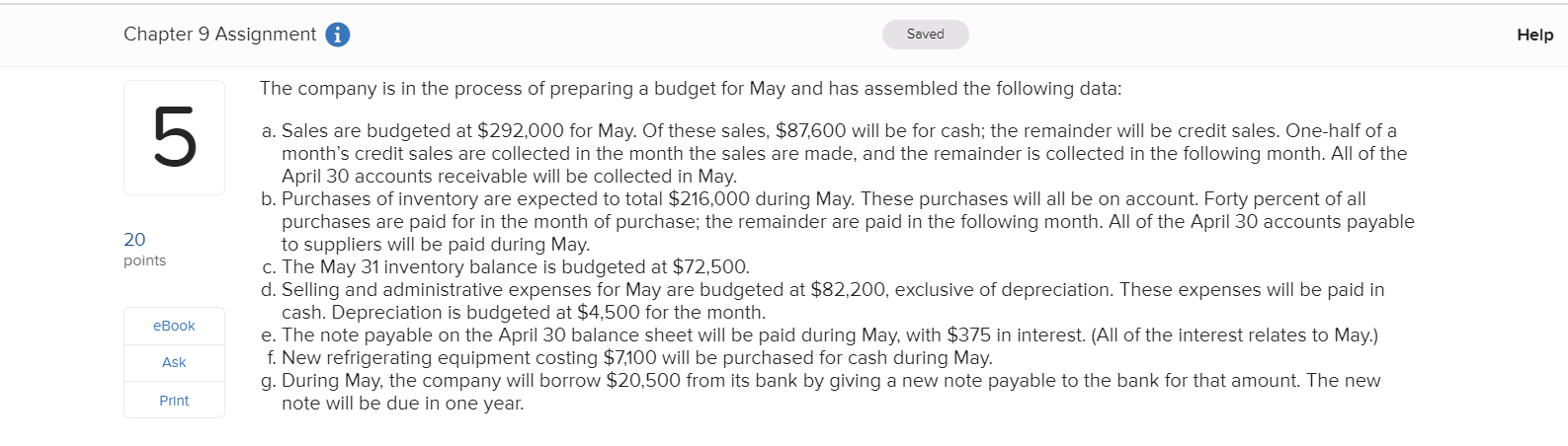 Solved Chapter 9 Assignment A Saved Help Save a Problem 9-18 | Chegg.com