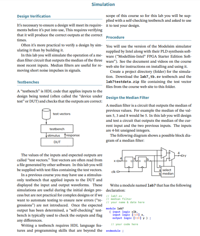 Simulation Design Verification scope of this course | Chegg.com