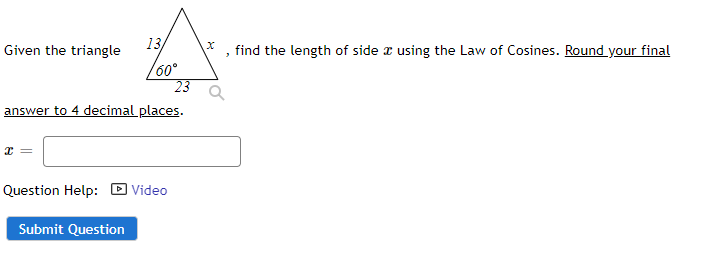 Solved Given the triangle 17 x find the length of side 2 | Chegg.com