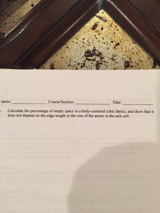 Solved Calculate the percentage of empty space in a | Chegg.com