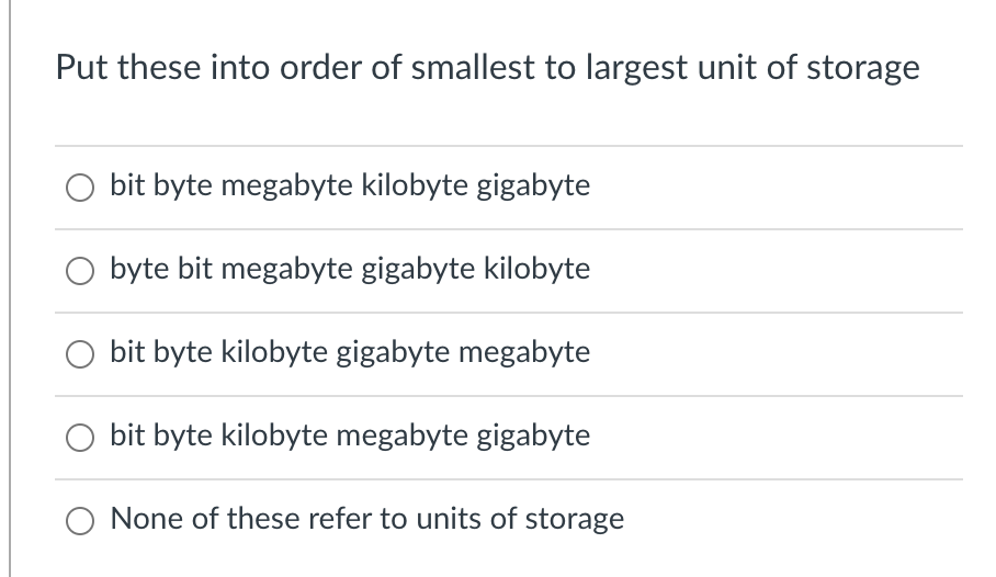 Solved Put these into order of smallest to largest unit of | Chegg.com