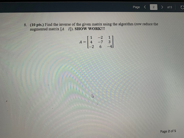 Solved ]Find the inverse of the given matrix using the | Chegg.com