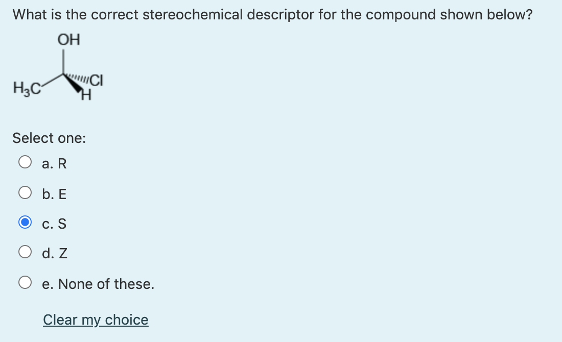 Solved What is the correct stereochemical descriptor for the | Chegg.com