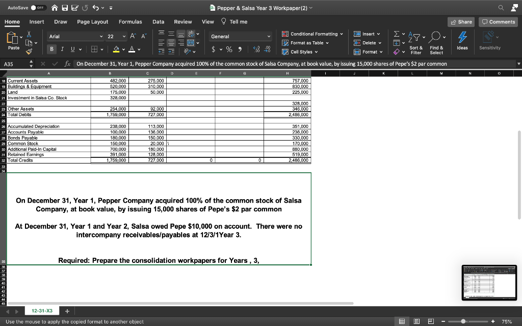 Solved AutoSave OFF QEU = Pepper & Salsa Year 3 Workpaper | Chegg.com