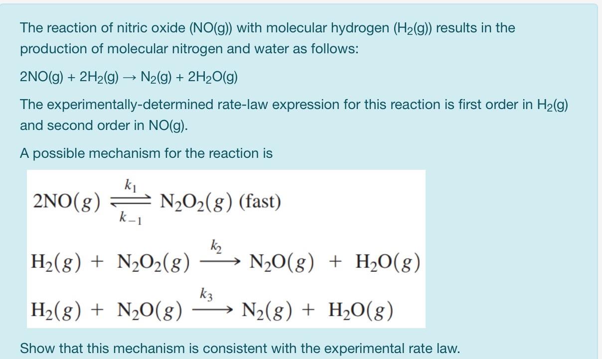 Solved The reaction of nitric oxide (NO(g)) with molecular | Chegg.com