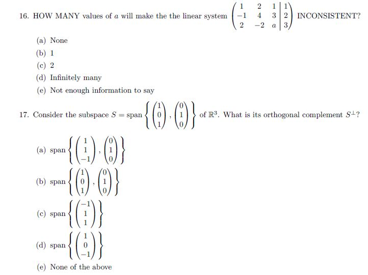 Solved 16. HOW MANY values of a will make the the linear | Chegg.com