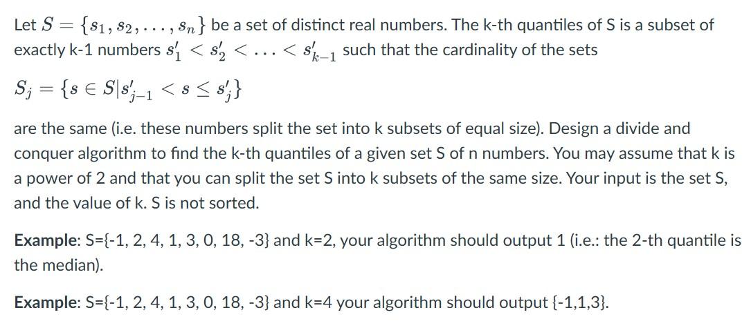 Solved Let S={s1,s2,…,sn} be a set of distinct real numbers. | Chegg.com