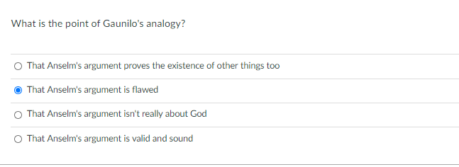 Solved What is the point of Gaunilo's analogy? That Anselm's | Chegg.com
