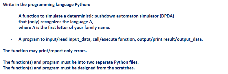 Solved Write in the programming language Python: - A | Chegg.com