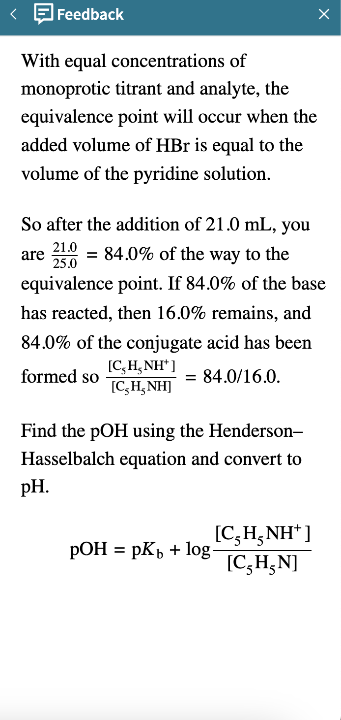 Solved Calculate the pH for each of the cases in the | Chegg.com