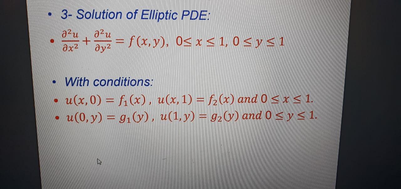 Solved • 3- Solution of Elliptic PDE: a2u azu = f(x,y), 0 | Chegg.com