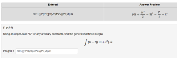 Solved (1 point) Using an upper-case ' C ' for any arbitrary | Chegg.com