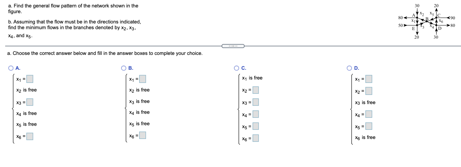 Solved 30 20 VX X5 805 290 a. Find the general flow pattern | Chegg.com