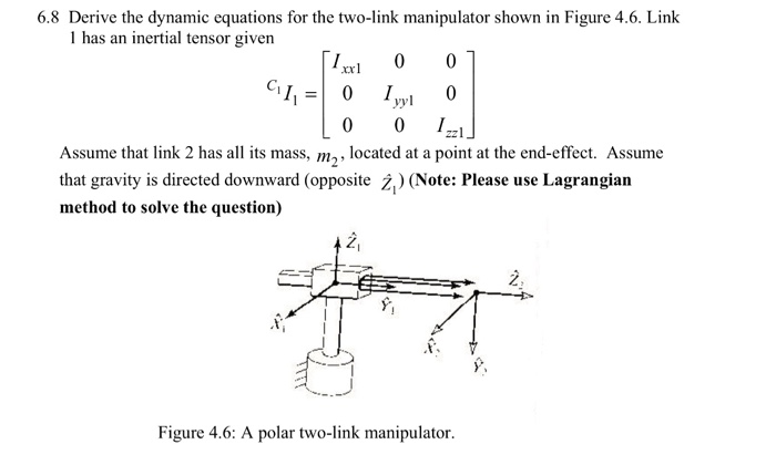 Solved 6.8 Derive the dynamic equations for the two-link | Chegg.com