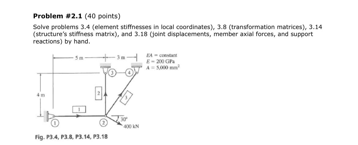 Solved Solve problems 3.4 (element stiffnesses in local | Chegg.com