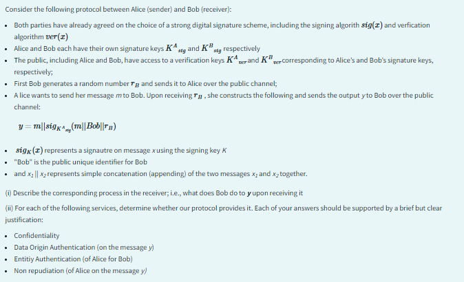 Solved Consider the following protocol between Alice | Chegg.com