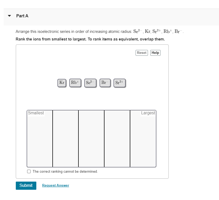 Solved Arrange this isoelectronic series in order of | Chegg.com