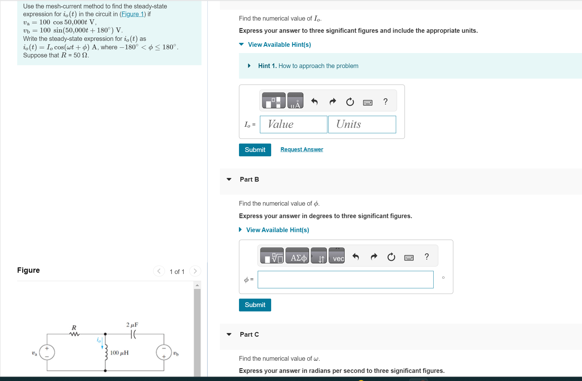Solved Use the mesh-current method to find the steady-state | Chegg.com