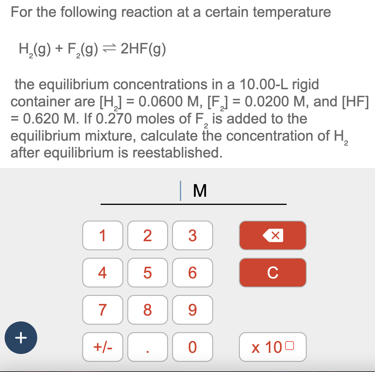 Solved the equilibrium concentrations in a 10.00-L | Chegg.com