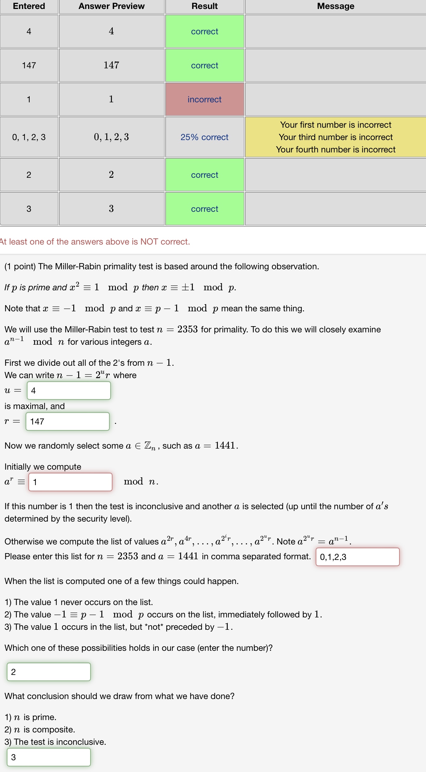 Solved At least one of the answers above is NOT correct.(1 | Chegg.com