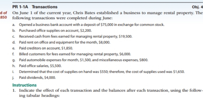 Solved 1. ﻿Indicate the effect of each transaction and the | Chegg.com