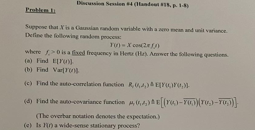 Solved Problem 1:Suppose that x ﻿is a Gaussian random | Chegg.com