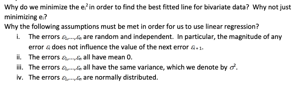 Solved Why do we minimize the e2 in order to find the best | Chegg.com