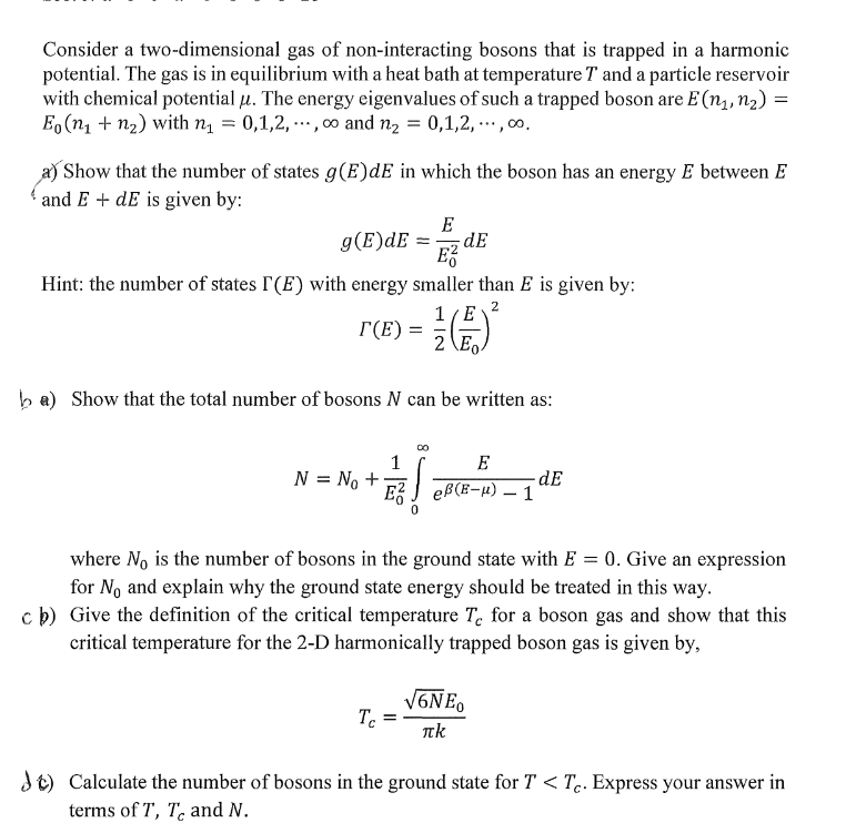 Solved Consider a two-dimensional gas of non-interacting | Chegg.com
