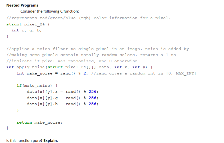 Solved Nested Programs Consider the following C function: | Chegg.com