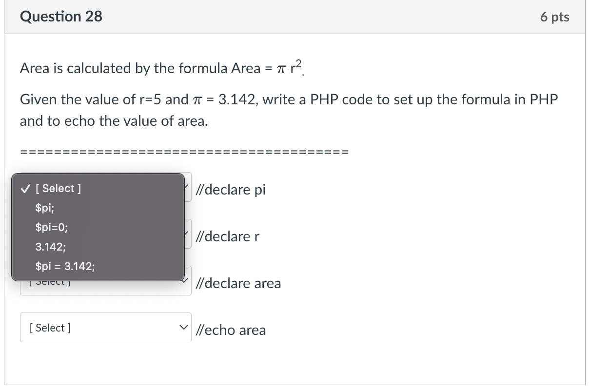 Solved Area is calculated by the formula Area =πr2. Given | Chegg.com