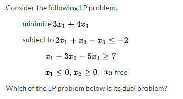 Solved Consider the following LP problem. minimize 3:01 | Chegg.com