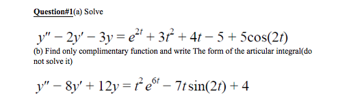 Solved Question# 1(a) Solve (b) Find only complimentary | Chegg.com