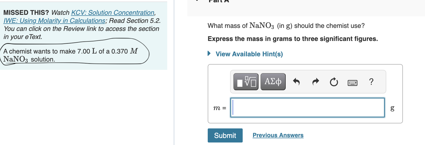 Using Molarity in Calculations; Read Section 5.2.A | Chegg.com