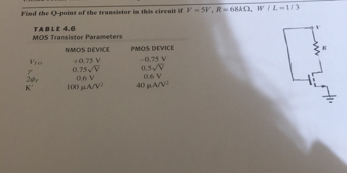 Solved the Q-point of the transistor in this circuit if V = | Chegg.com