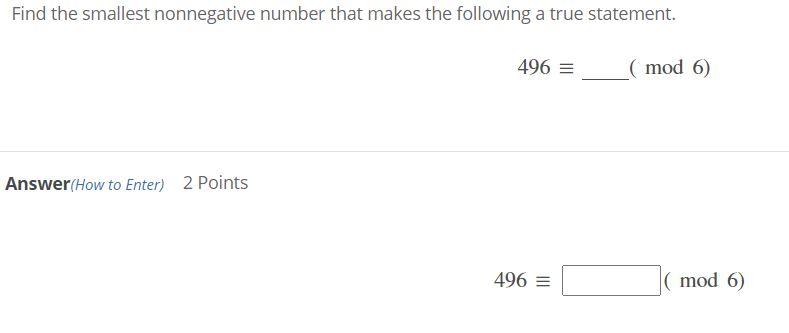 Solved Find the smallest nonnegative number that makes the | Chegg.com